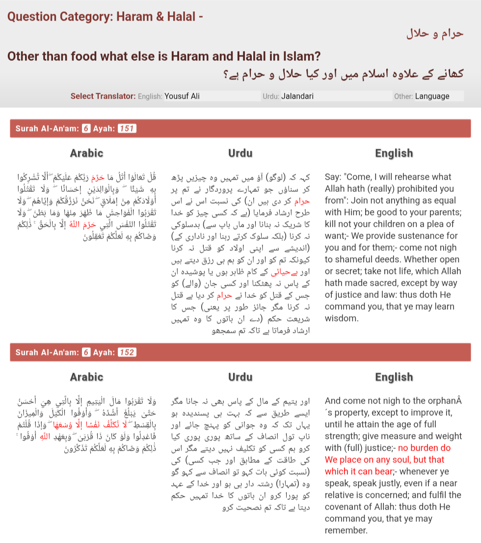 Other than food what else is Haram and Halal in Islam?کھانے کے علاوہ ...